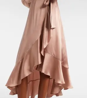 Zimmermann Ruffled Silk Satin Wrap Dress