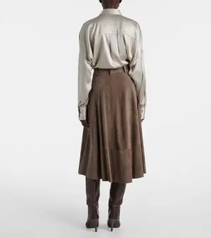 Brunello Cucinelli Suede Midi Skirt