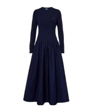 Polo Ralph Lauren Cotton And Wool-blend Maxi Dress - Black