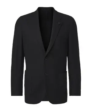 LARDINI Solid Cotton Blazer - Black