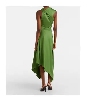 Victoria Beckham Asymmetric Gathered Jersey Midi Dress