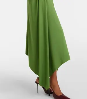 Victoria Beckham Asymmetric Gathered Jersey Midi Dress