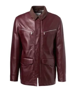 Brunello Cucinelli Long-sleeved Leather Jacket - Red