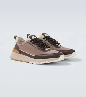 Brunello Cucinelli Leather-trimmed Suede Sneakers