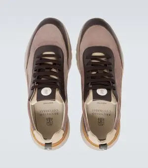 Brunello Cucinelli Leather-trimmed Suede Sneakers