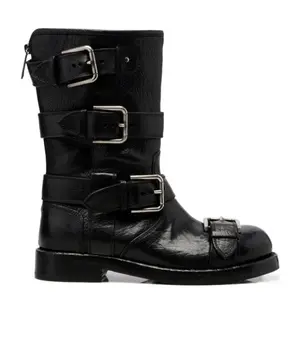 Dolce & Gabbana Leather Biker Boots - Black