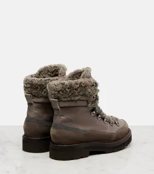 Brunello Cucinelli Shearling-lined Leather Ankle Boots