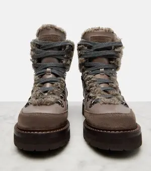 Brunello Cucinelli Shearling-lined Leather Ankle Boots