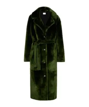 YVES SALOMON Belted Shearling Coat - Black