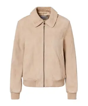 YVES SALOMON Suede Bomber Jacket - Nude