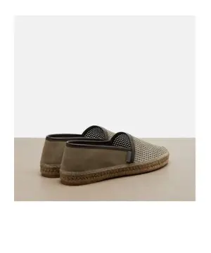 Brunello Cucinelli Perforated Leather And Suede Espadrilles