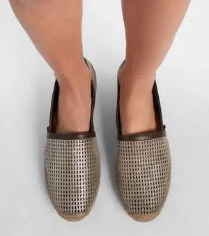 Brunello Cucinelli Perforated Leather And Suede Espadrilles