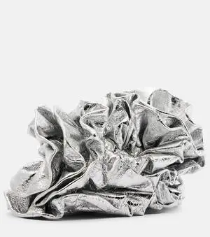 Dries Van Noten Ruffled Metallic Leather Clutch