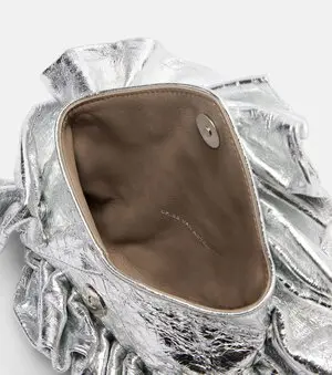 Dries Van Noten Ruffled Metallic Leather Clutch