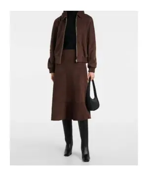 YVES SALOMON Suede Midi Skirt