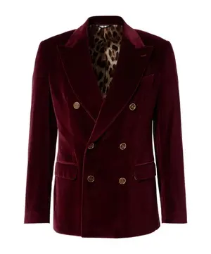 Dolce & Gabbana Double-breasted Cotton Velvet Blazer - Wine Red