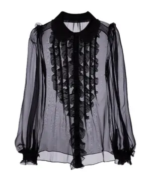 Dolce & Gabbana Ruffled Sheer Silk Blouse - Black