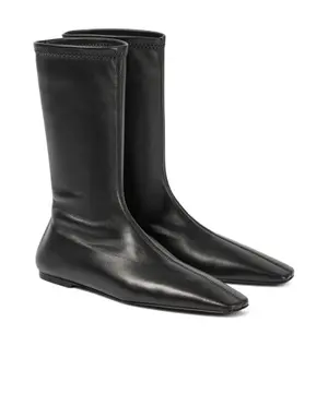 TOTEME Sock Leather Sock Boots - Black