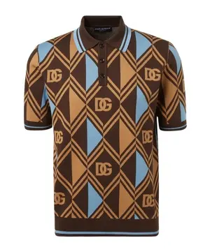 Dolce & Gabbana Dg Jacquard Cotton Pique Polo Shirt - Multicolor