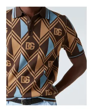 Dolce & Gabbana Dg Jacquard Cotton Pique Polo Shirt
