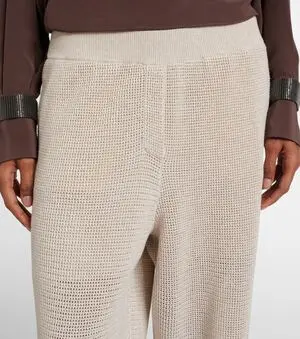 Brunello Cucinelli Knitted Cotton-blend Wide-leg Pants