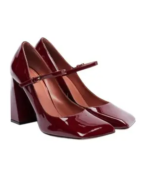 Amina Muaddi Patent Leather Mary Jane Pumps - Brown
