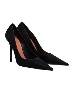 Amina Muaddi Solid Color Suede Pumps - Black