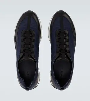 John Lobb Leather-trimmed Slip-on Sneakers