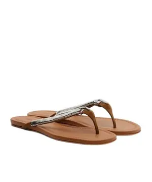 Christopher Esber Frida Embellished Suede Thong Sandals - Brown