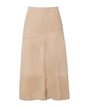 YVES SALOMON Suede Midi Skirt - Nude