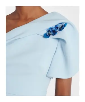 SAFIYAA LONDON One-shoulder Embellished Crêpe Gown