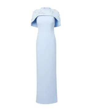 SAFIYAA LONDON Embellished Caped Gown - Blue