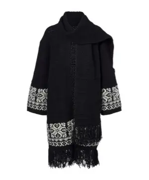 Polo Ralph Lauren Wool Blend Knit Cardigan With Jacquard Motifs And Fringe