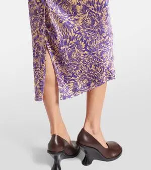 Dries Van Noten Floral Silk Satin Midi Skirt