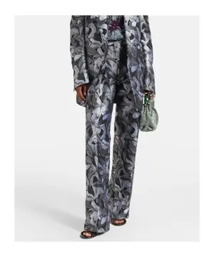 Dries Van Noten Jacquard High-rise Wool Straight Pants