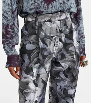 Dries Van Noten Jacquard High-rise Wool Straight Pants