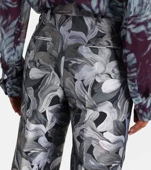 Dries Van Noten Jacquard High-rise Wool Straight Pants