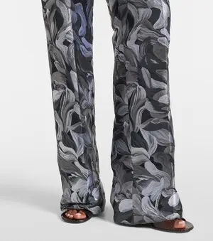 Dries Van Noten Jacquard High-rise Wool Straight Pants