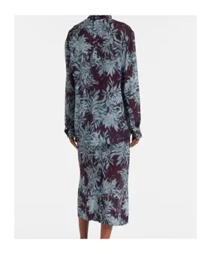 Dries Van Noten Printed Sheer Chiffon Turtleneck Top