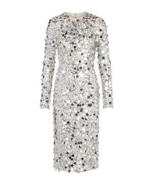 Dolce & Gabbana Sequined Midi Dress - Silver