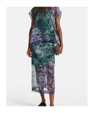Dries Van Noten Printed Silk-blend Midi Skirt