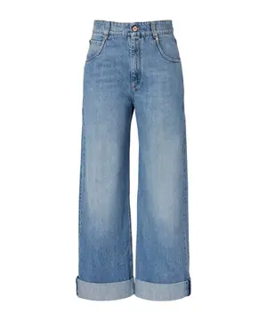 Brunello Cucinelli Logo Wide-leg Jeans - Blue