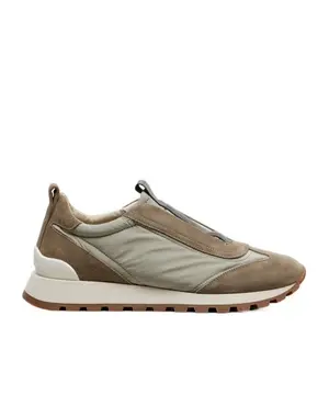 Brunello Cucinelli Monili Suede-trimmed Sneakers - Multicolor