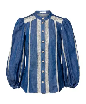 Zimmermann Awaken Lace-trimmed Denim Shirt - Blue