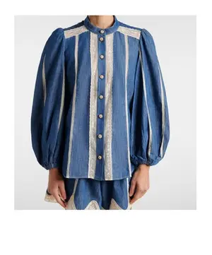 Zimmermann Awaken Lace-trimmed Denim Shirt