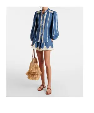 Zimmermann Awaken Lace-trimmed Denim Shirt