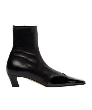 Khaite Nevada 85 Leather Ankle Boots - Black