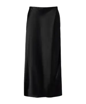 Khaite Demi Satin Midi Skirt - Black