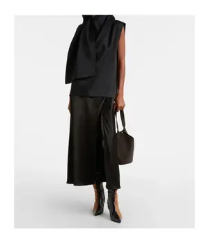 Khaite Demi Satin Midi Skirt