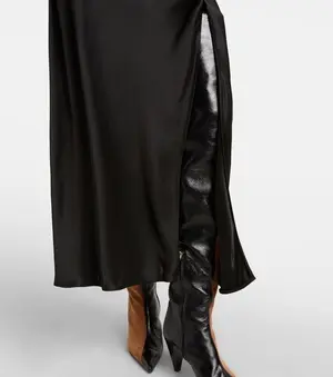 Khaite Demi Satin Midi Skirt